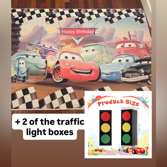 Disney | Party Supplies | Disney Cars Party Backdrop With Red And Blue ...